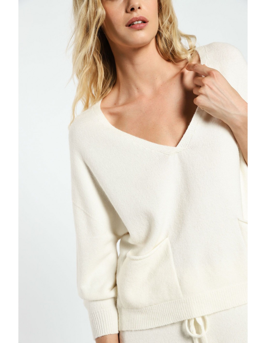 Imperial Femme pull oversize decolleté en maille coloris noir